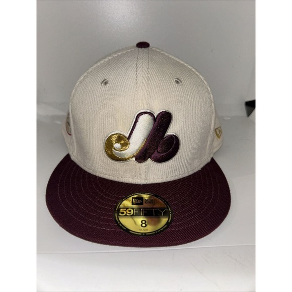 New Era | Accessories | Montreal Expos New Era 59fifty Fitted Hat Majestic Maroon Corduroy Nwt ...